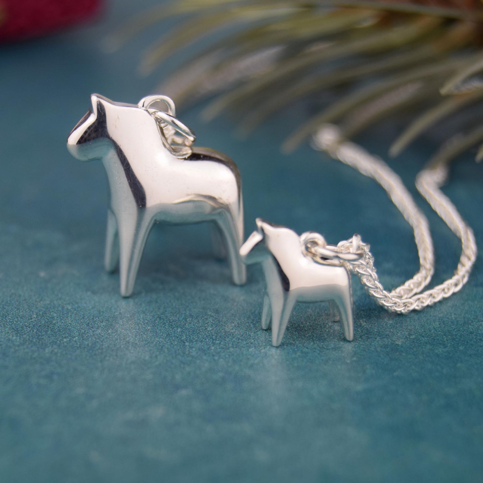 Large Silver Swedish Dala Horse Necklace - Etsy