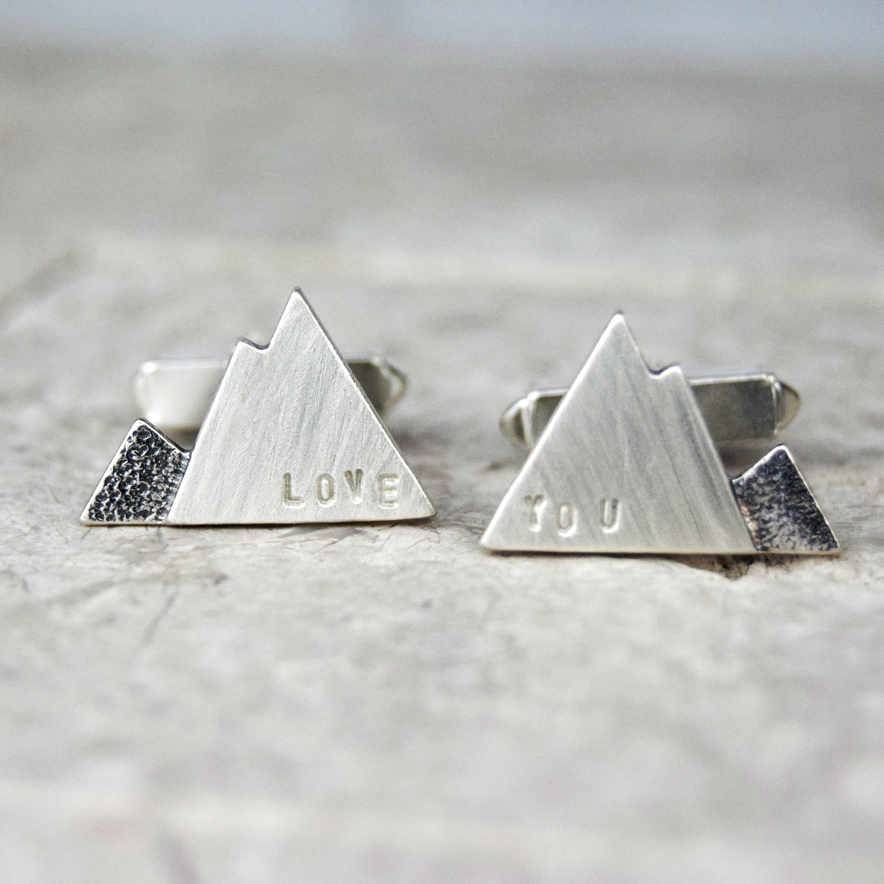 Personalised Silver Mountain Cuff Links - Gift for Adventurer - Etsy