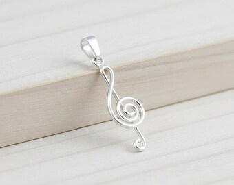 18K Gold Treble Clef Necklace: Sterling Silver Music Note Jewelry ...