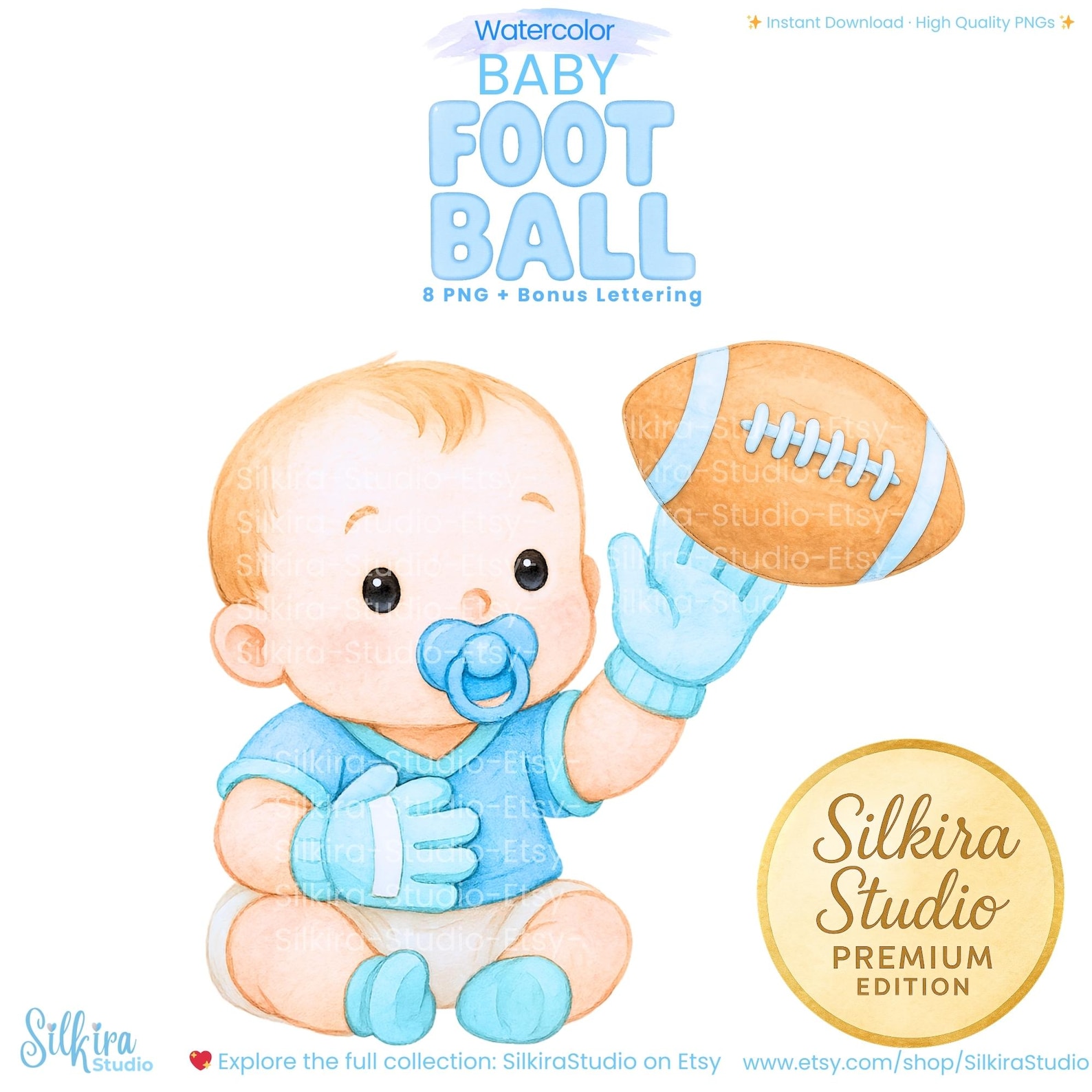 Touchdown Baby! Watercolor Football Pngs | Game Day Clipart for Boys ...