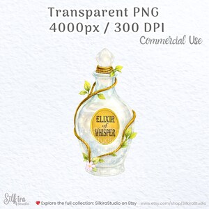 Elixir Bottles PNG – Botanical Alchemy Watercolor Potion Clipart ...