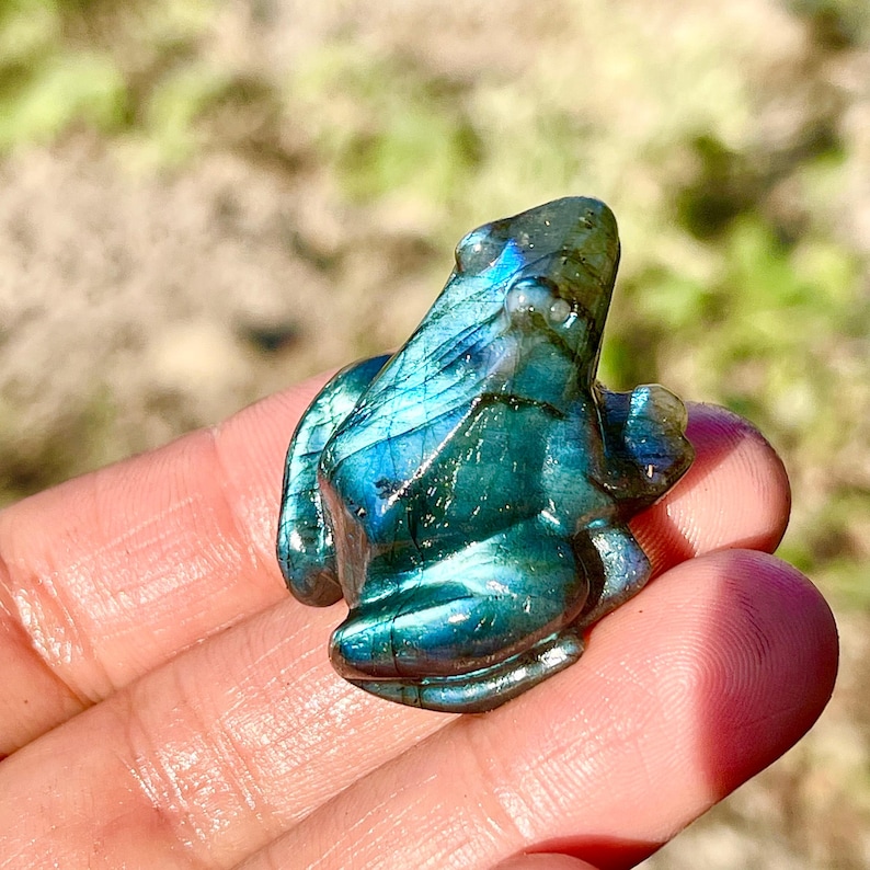 Hand Carved Labradorite Frog, Crystal Carving, Reiki Healing Stone - Etsy