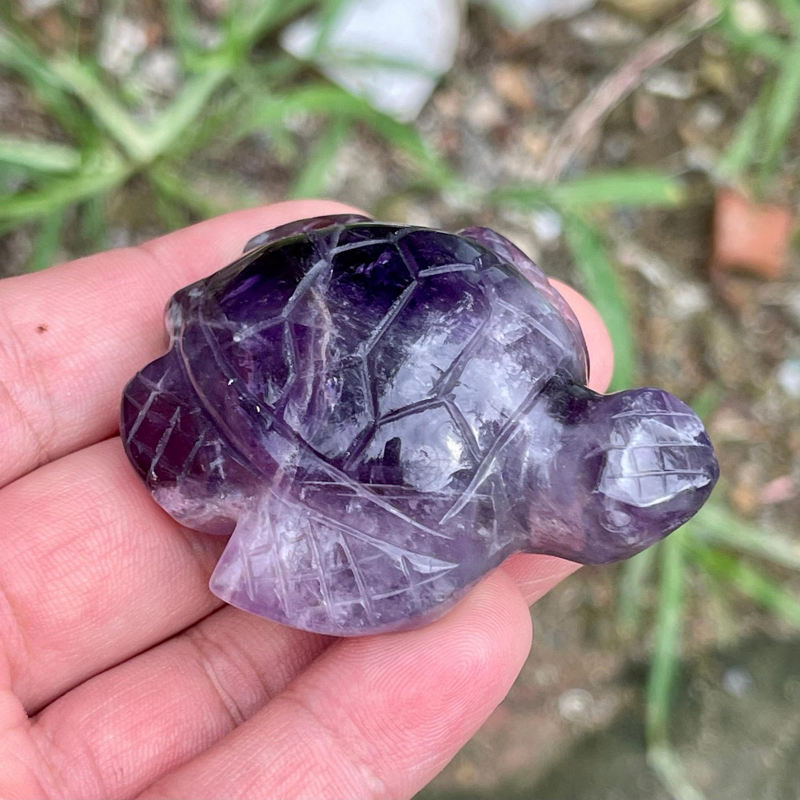Amethyst Turtle Carving, Handmade Crystal Figurine, Calming Decor - Etsy