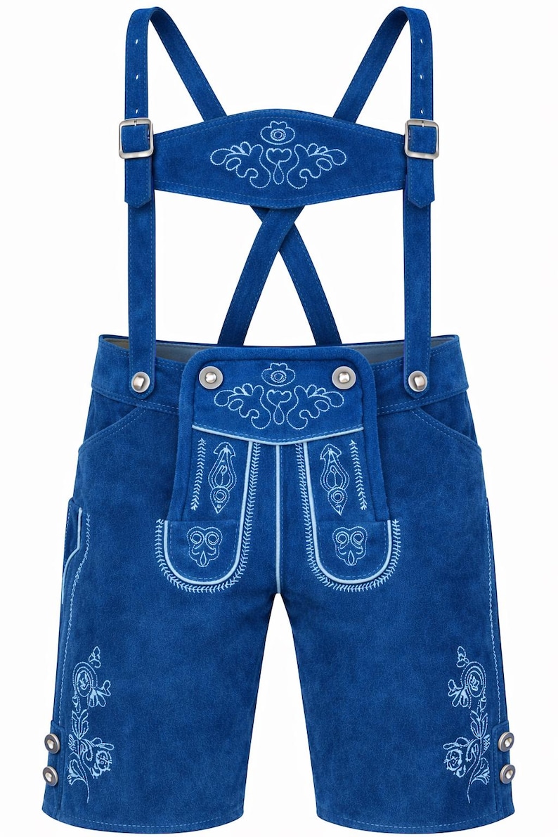 Sky Blue Bavarian Toddler Lederhosen | Kids Suede Leather Shorts With ...
