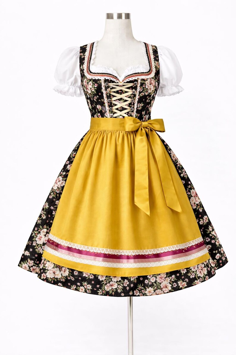 Romantic Pink Apron Dirndl Dress – Women’s Floral Oktoberfest Outfit ...