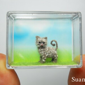 1/2 Inch Micro Grey Cat Kitten - Tiny Crochet Miniature Cat Amigurumi ...