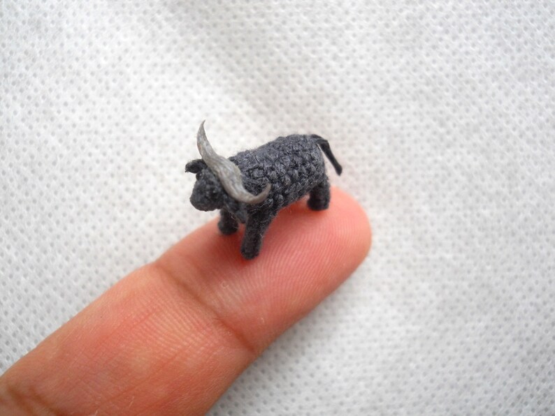 Micro Water Buffalo - Tiny Amigurumi Miniature Crochet Stuffed Animal ...