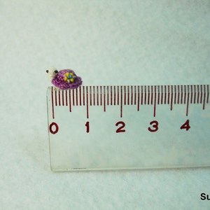 Tiny Flowery Turtle - Micro Miniature Crochet Tortoise - Purple Turtle ...