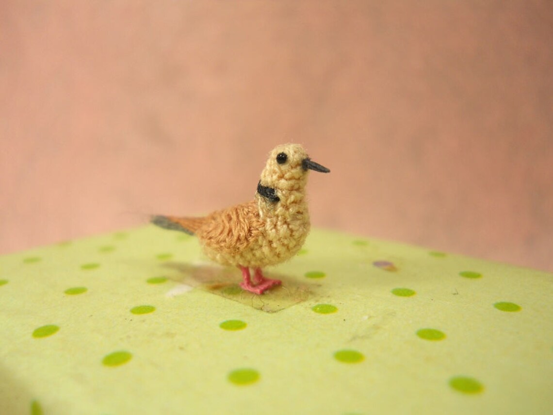 Ring Necked Dove - Micro Amigurumi Miniature Crochet Bird Stuffed ...