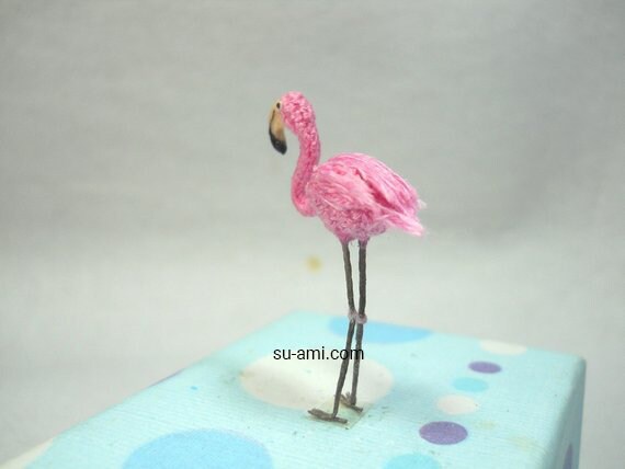 Mini Pink Flamingo - Micro Amigurumi Miniature Crochet Bird Stuffed ...