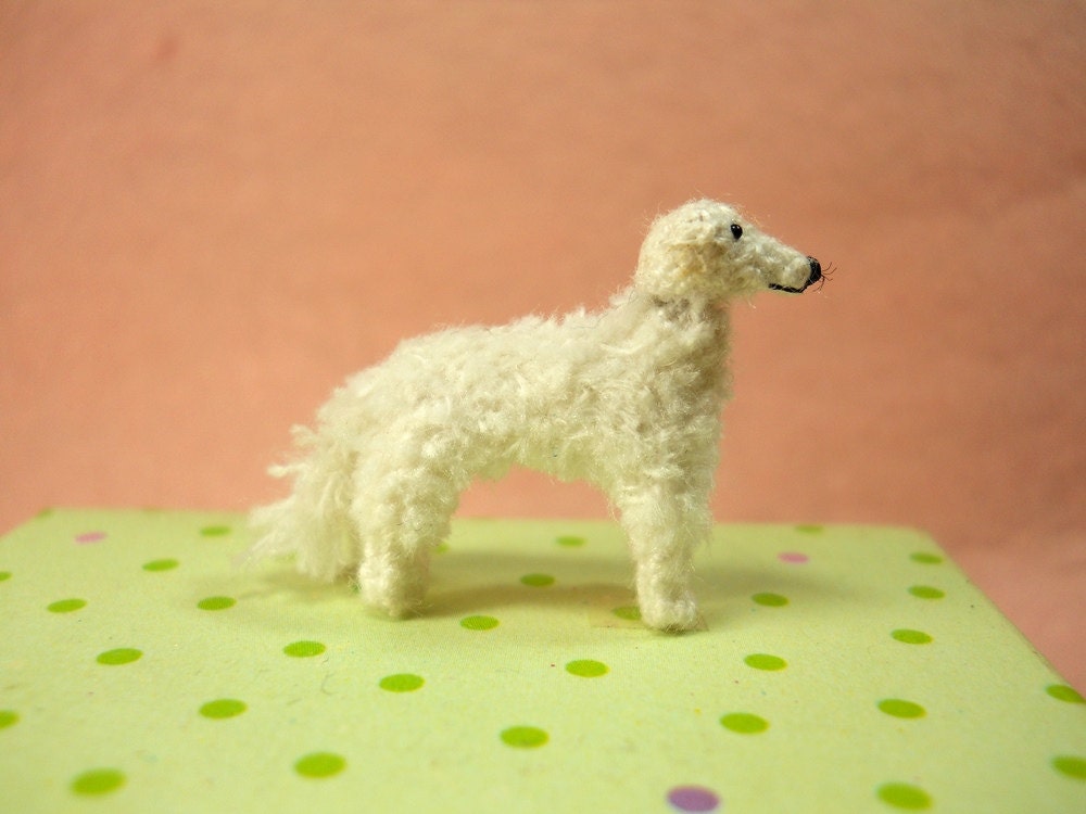 Mini White Borzoi - Micro Crochet Miniature Dog Stuffed Animals - Made ...