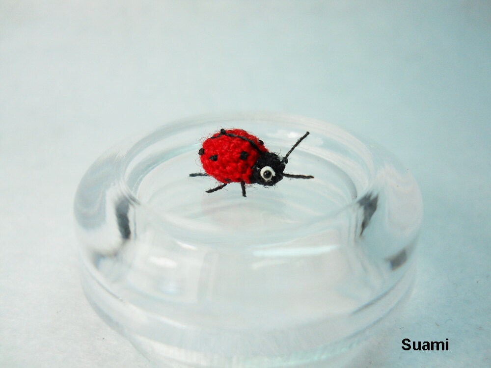 Micro Red Ladybug Micro Crochet Miniature Ladybug Made to - Etsy