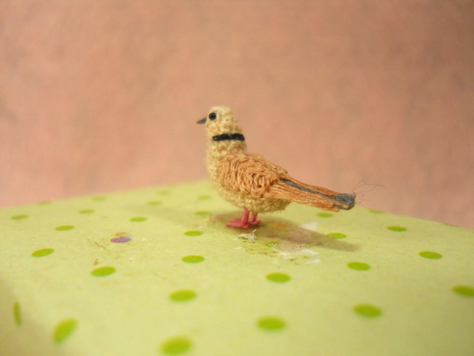 Ring Necked Dove - Micro Amigurumi Miniature Crochet Bird Stuffed ...