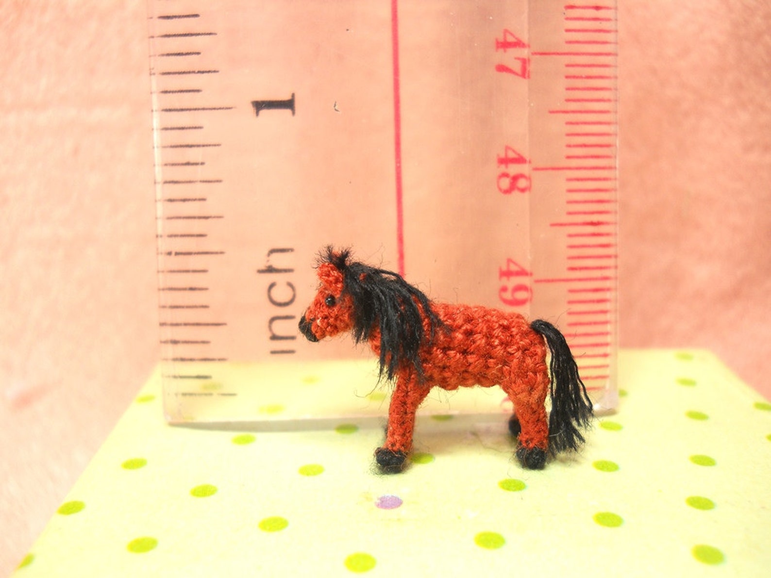 Chestnut Horse - Micro Amigurumi Miniature Crochet Tiny Stuffed Animal ...