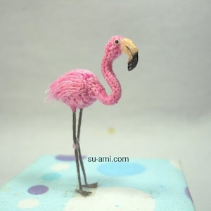 Mini Pink Flamingo - Micro Amigurumi Miniature Crochet Bird Stuffed ...