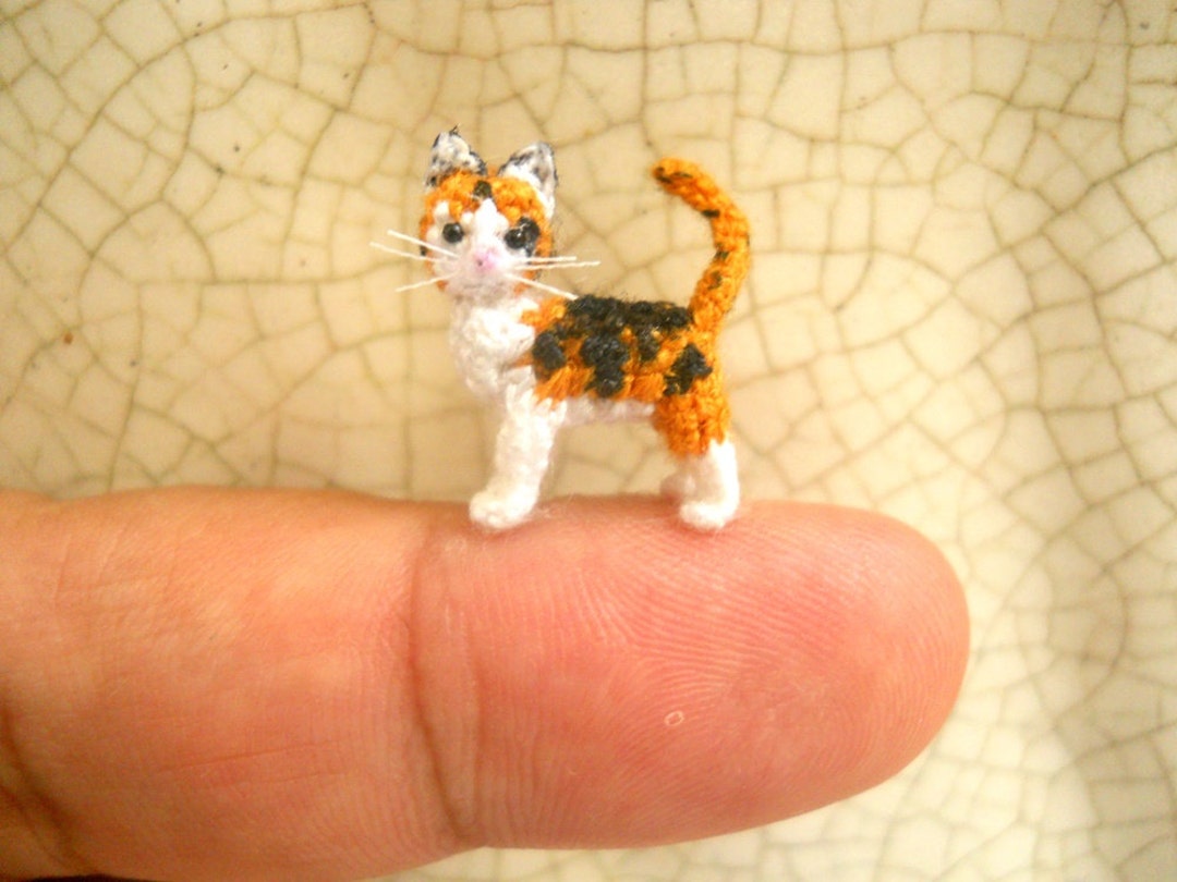 Miniature Calico Cat - Micro Crochet Cat Kitten Amigurumi Stuffed ...