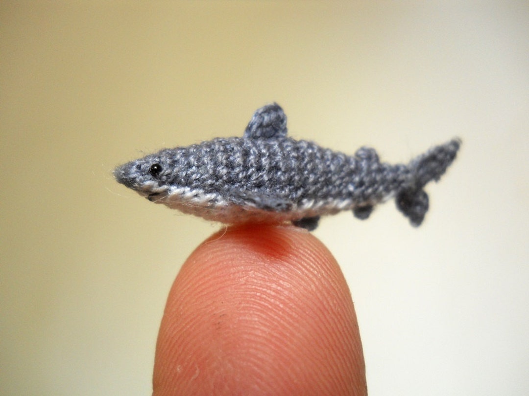 Miniature Shark - Tiny Crochet Micro Amigurumi Stuffed Animal - Made to ...