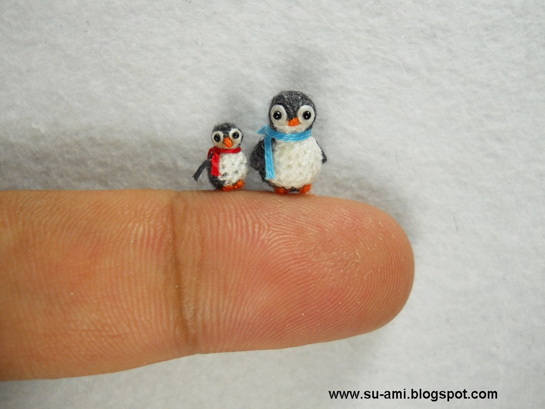Micro Miniature Penguins - Mini Tiny Crochet Penguin Amigurumi - Set of ...
