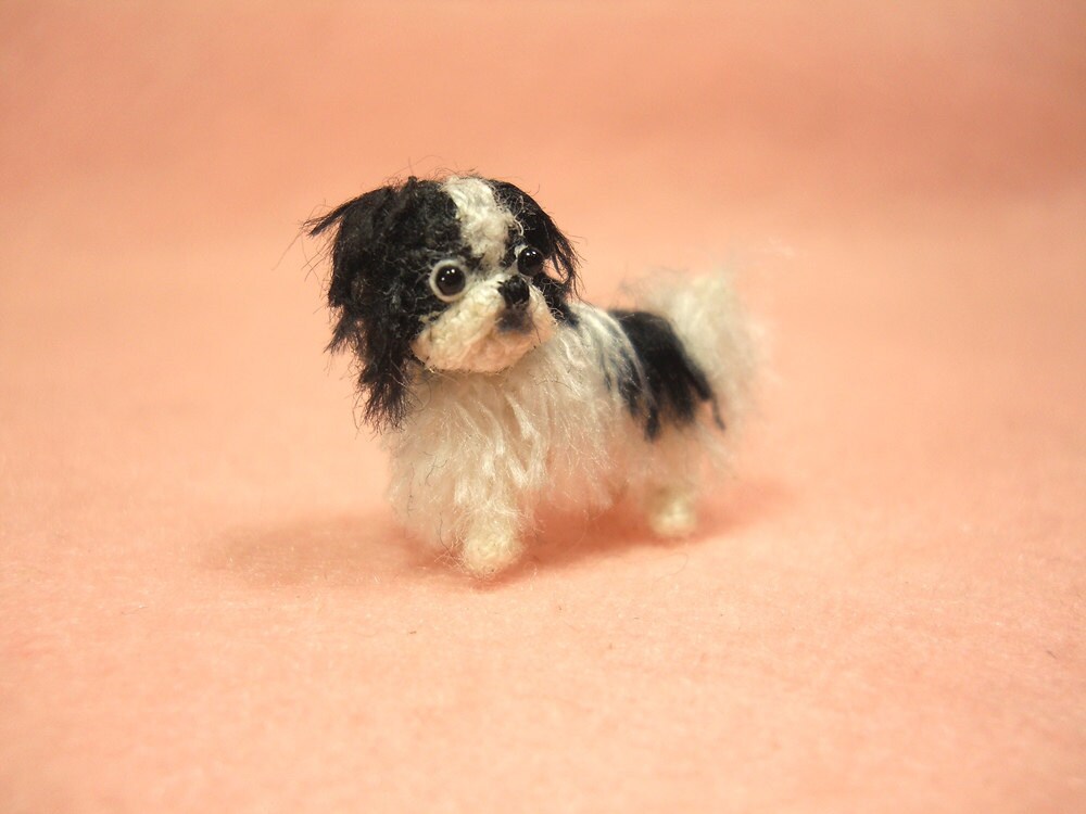 Japanese Chin Puppy - Tiny Crochet Miniature Dog Stuffed Animals - Made ...