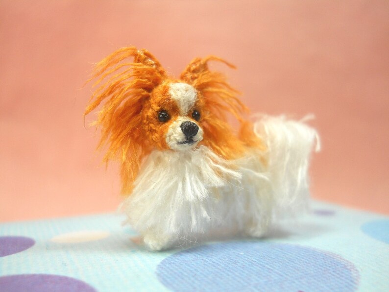 Miniature Papillon - Tiny Crochet Miniature Dog Stuffed Animals - Made ...
