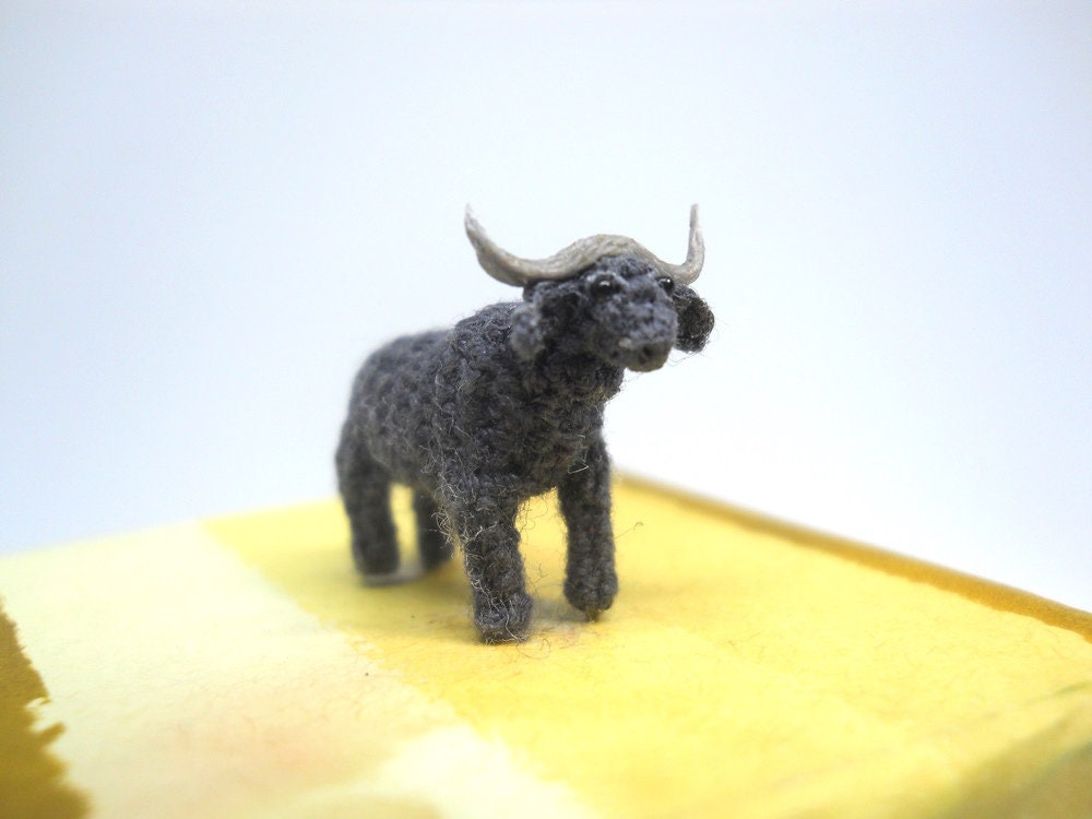 Micro Water Buffalo - Tiny Amigurumi Miniature Crochet Stuffed Animal ...