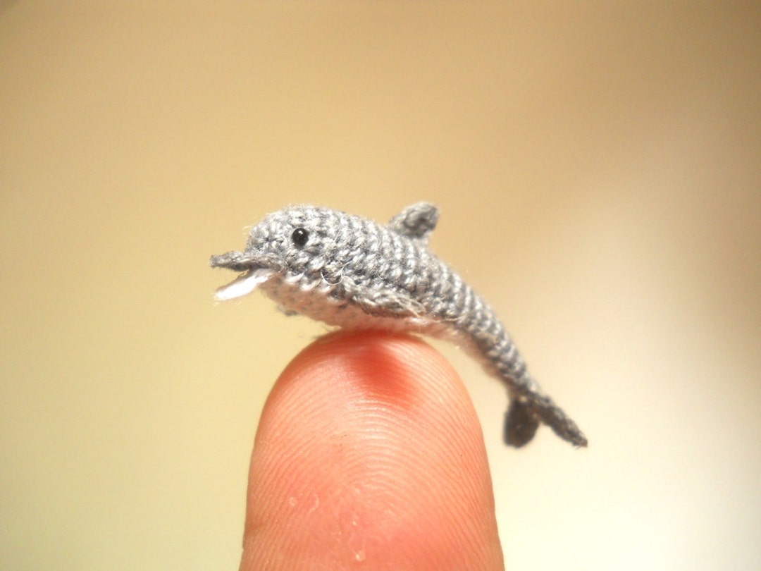 Miniature Grey Dolphin - Tiny Crochet Micro Whale Stuffed Animal - Made ...