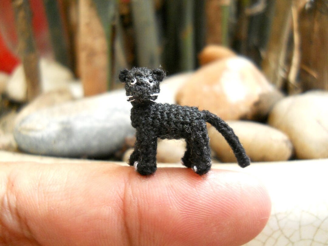 Miniature Black Panther - Micro Crochet Miniature Black Leopard - Made ...