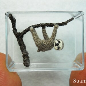 Miniature Grey Sloth Micro Crochet Dollhouse Amigurumi Animals Made to ...