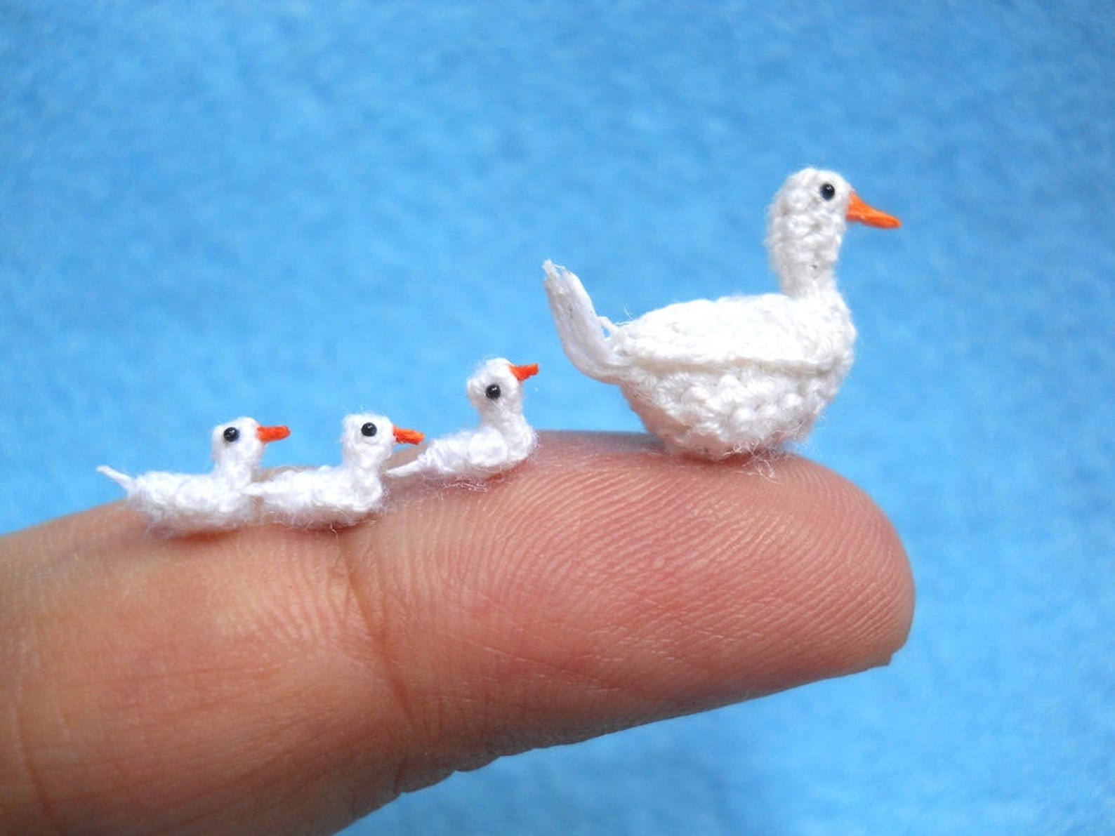 White Duck Family Micro Crocheted Ducks Made to Order - Etsy