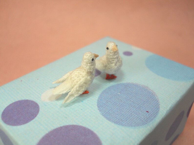 Mini White Dove Couple Micro Amigurumi Miniature Crochet | Etsy