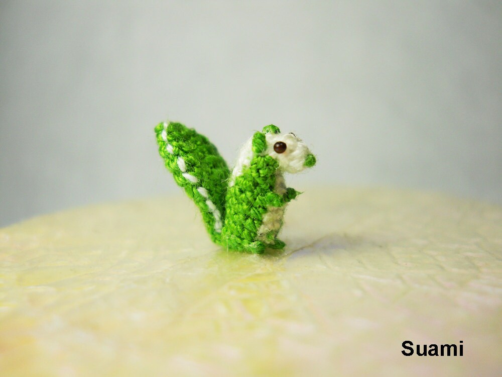 Micro Green Squirrel Teeny Tiny Amigurumi Miniature Animal - Etsy