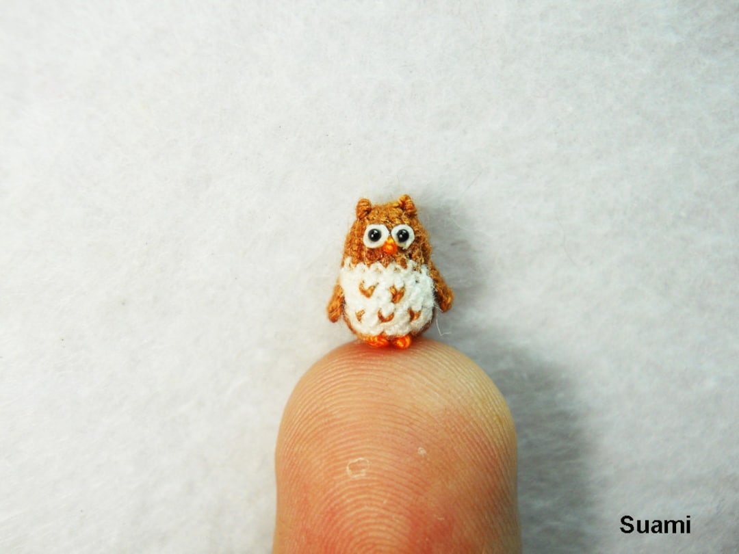 Micro Mini Brown Owl - Tiny Handmade Crochet Amigurumi Miniature Owls ...