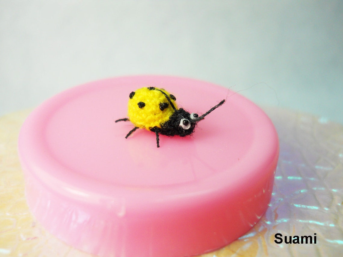 Yellow Ladybug Micro Crochet Miniature Ladybug Made to - Etsy