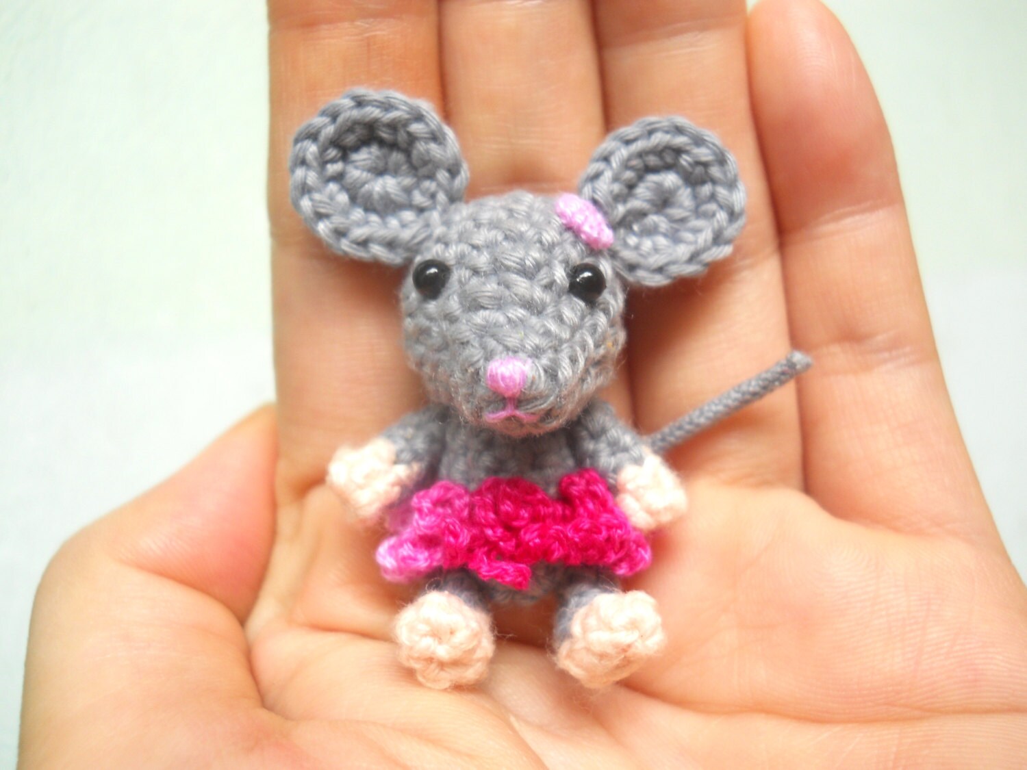 Crocheted Mouse Girl Amigurumi Miniature Stuffed Animals - Etsy