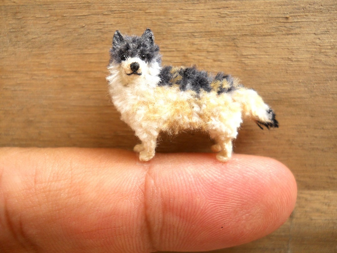 Miniature Crocheted Wolf - Tiny Amigurumi Dog Stuffed Animal - Made to ...