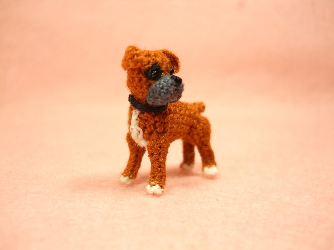 Miniature Fawn Boxer Tiny Crochet Dog Stuffed Animals Made - Etsy