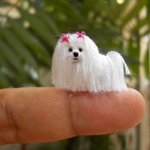Maltese Tiny Crochet Miniature Dog Stuffed Animals Made to - Etsy