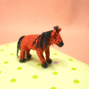 Chestnut Horse - Micro Amigurumi Miniature Crochet Tiny Stuffed Animal ...