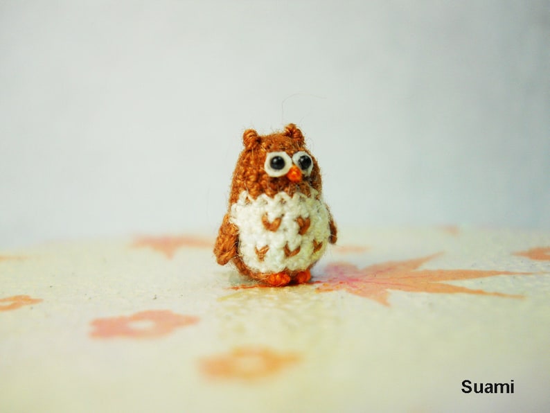 Micro Mini Brown Owl Tiny Handmade Crochet Amigurumi | Etsy