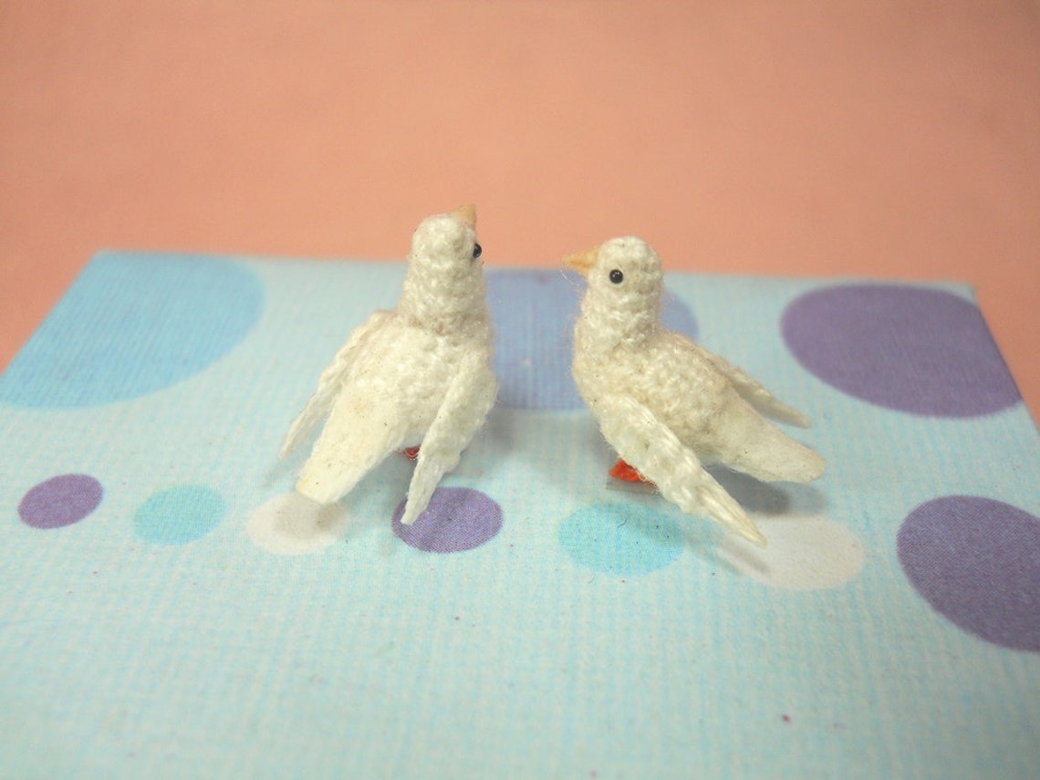 Mini White Dove Couple Micro Amigurumi Miniature Crochet | Etsy