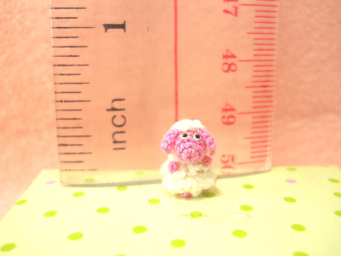 Cute Miniature Pink Sheep Micro Crochet Tiny Sheep Made to - Etsy