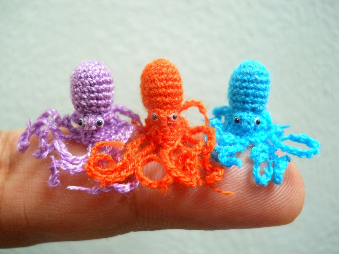 Miniature Octopus Tiny Crochet Micro Amigurumi Stuffed - Etsy