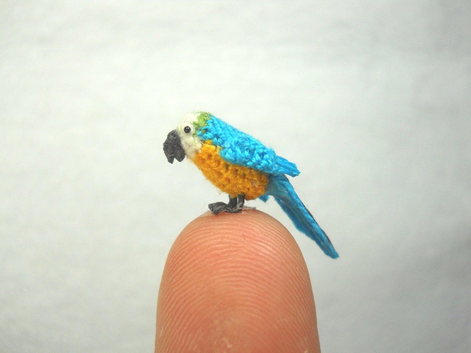 Mini Parrot in Dome Blue White Yellow Micro Amigurumi - Etsy