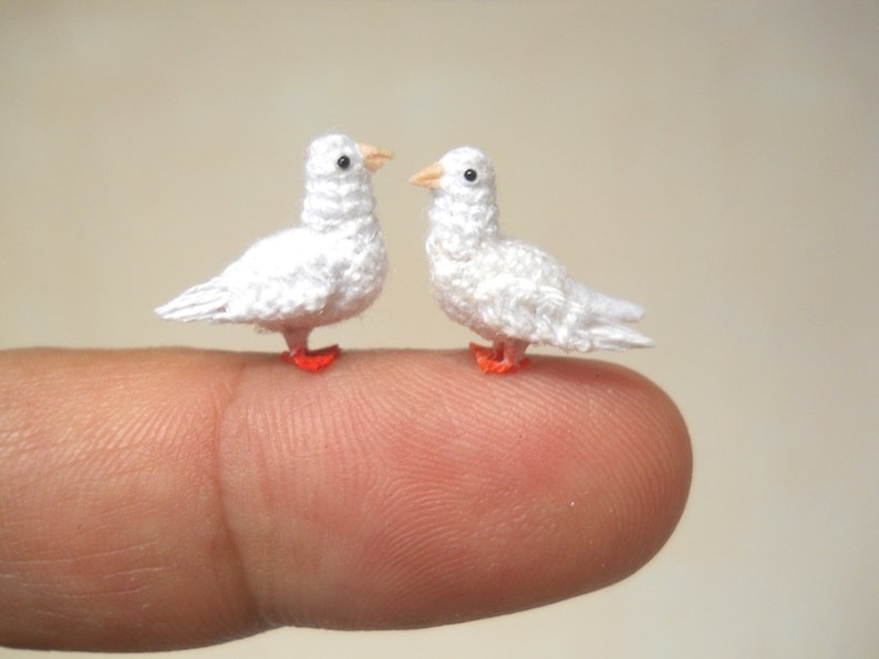 Mini White Dove Couple Micro Amigurumi Miniature Crochet | Etsy