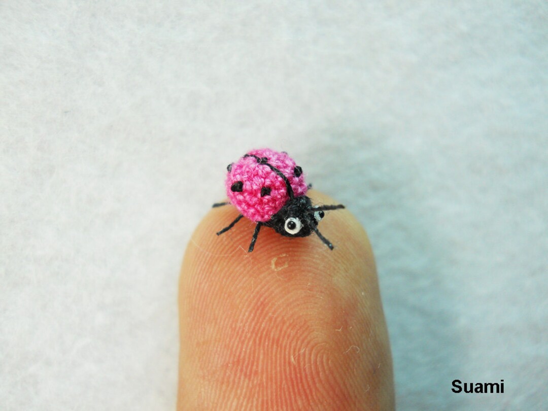 Pink Ladybug - Micro Crochet Miniature Ladybug - Made to Order - Etsy