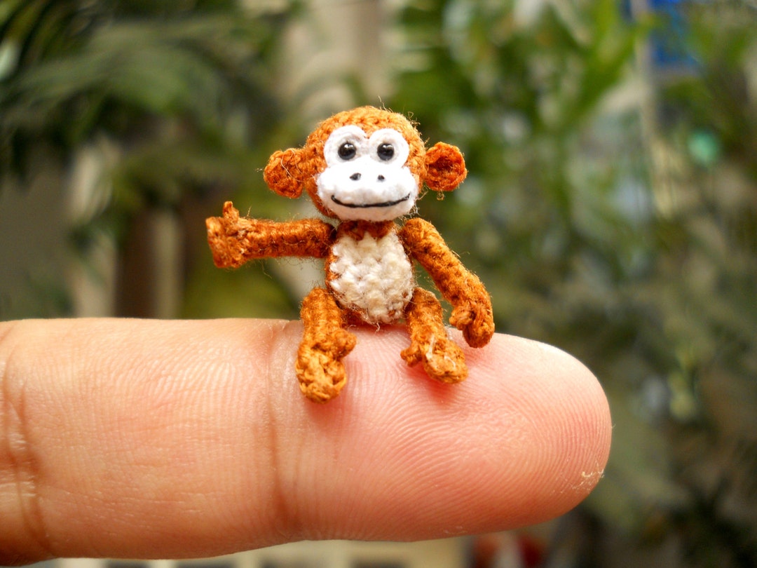 Micro Miniature Monkey - Thread Art Crochet Tiny Stuffed Animals - Made ...