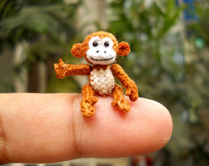 Micro Miniature Monkey Thread Art Crochet Tiny Stuffed Animals Made to ...