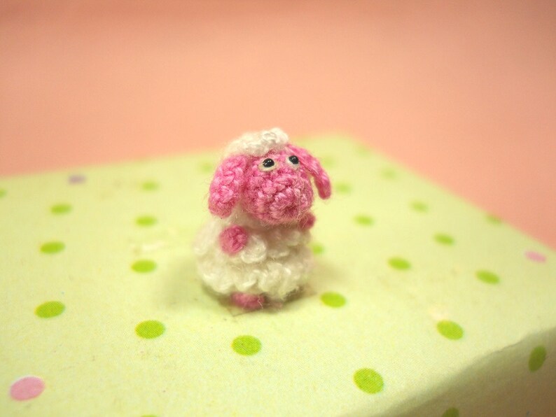 Cute Miniature Pink Sheep Micro Crochet Tiny Sheep Made to - Etsy