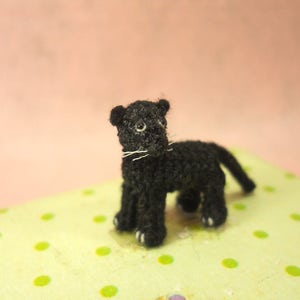 Miniature Black Panther - Micro Crochet Miniature Black Leopard - Made ...