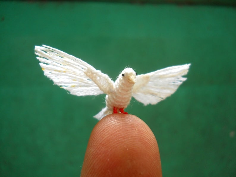 Miniature White Dove - Micro Amigurumi Miniature Crochet Bird Stuffed ...